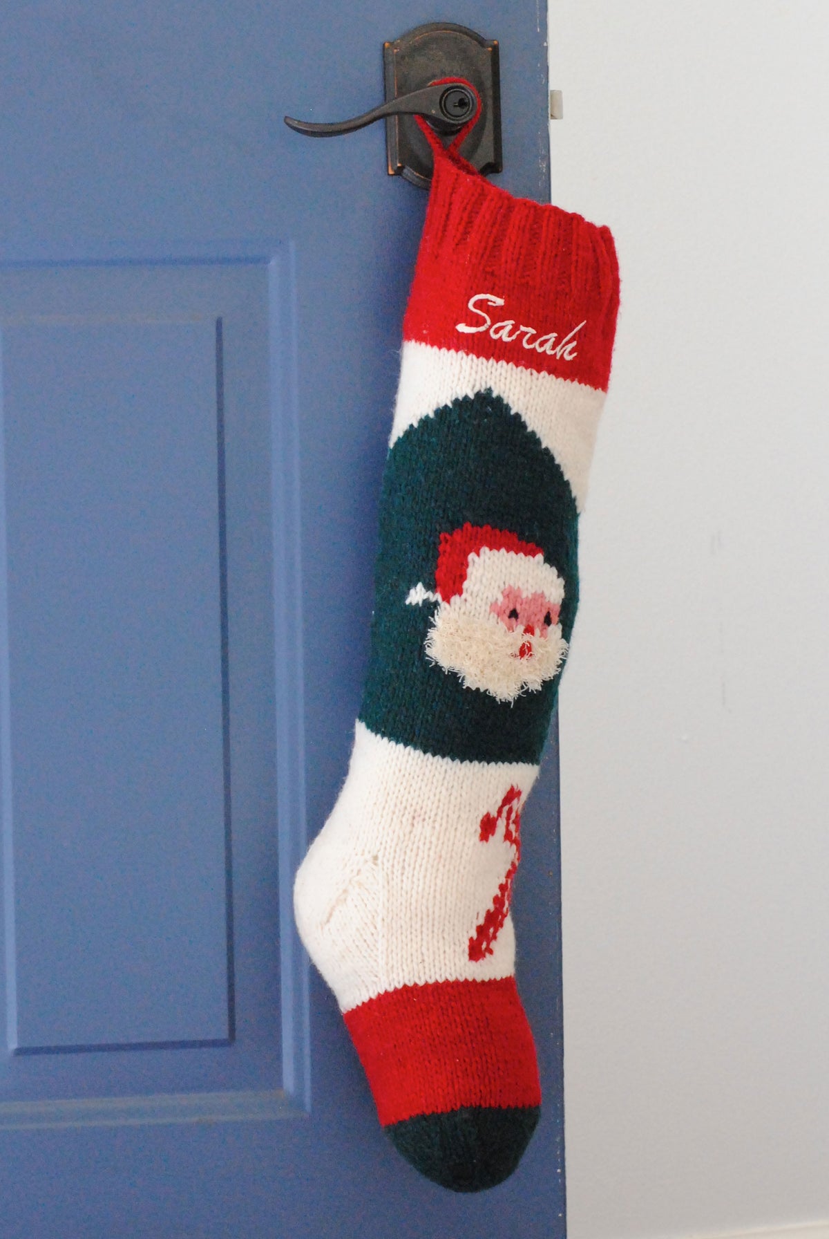Personalized Santa Christmas Stocking | Hand Knit Holiday