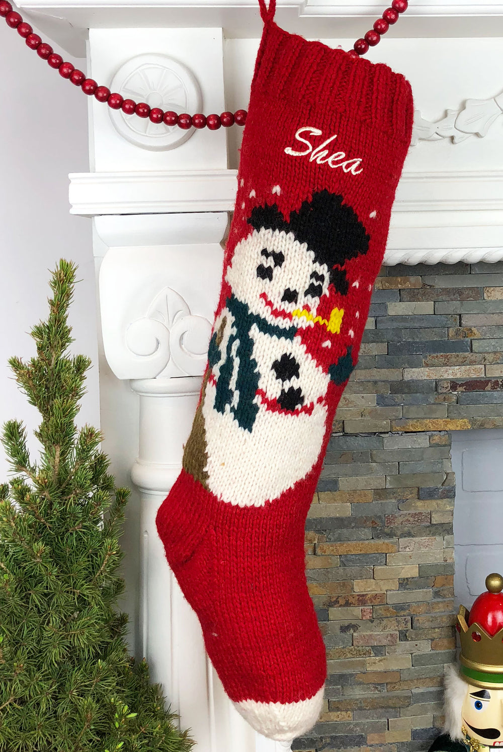 Personalized Snowman Christmas Stocking | Hand Knit Holiday