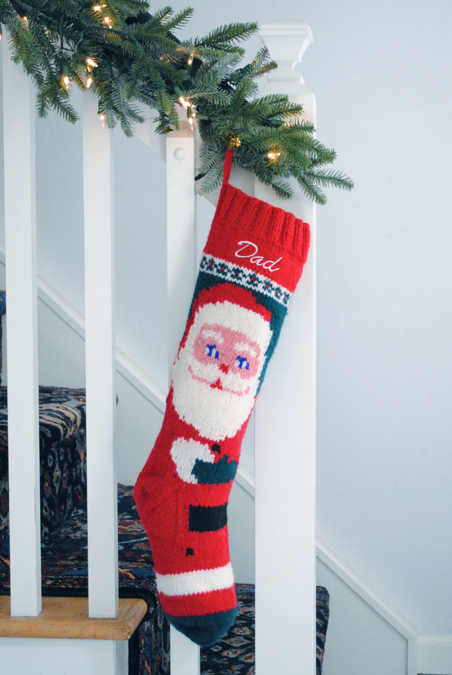 Personalized Santa Christmas Stocking | Hand Knit Holiday